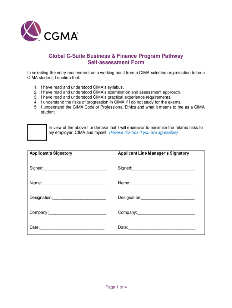 Fillable Online Global C-Suite Business & Finance Program Pathway Self ... Fax Email Print ...