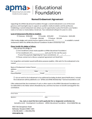Fillable Online Named Endowment Agreement - apma.org Fax Email Print ...