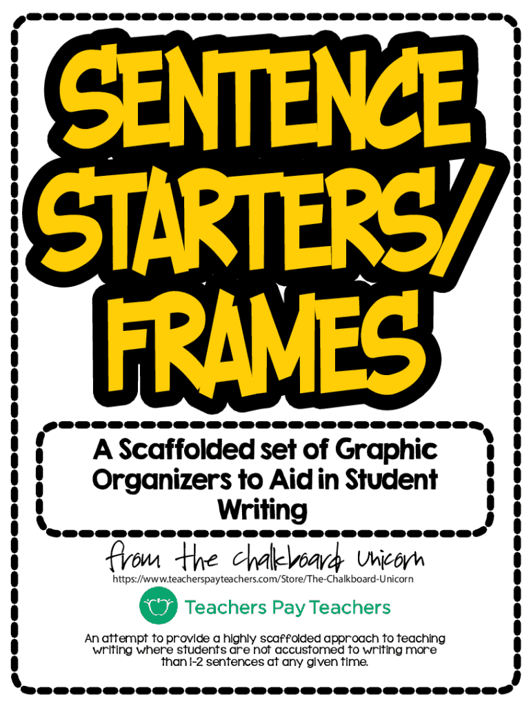 Fillable Online SENTENCE STARTERS/ FRAMESUsing sentence frames ...