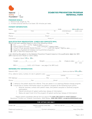 Fillable Online DIABETES PREVENTION PROGRAM REFERRAL FORM Fax Email ...