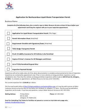 Fillable Online Application for Nonhazardous Liquid Waste ...