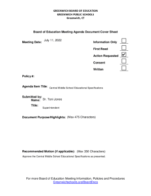 Fillable Online GPS BOE Meeting Cover Sheet Fax Email Print - pdfFiller
