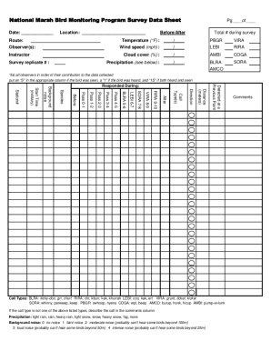 Fillable Online National Marsh Bird Monitoring Program - University of ...