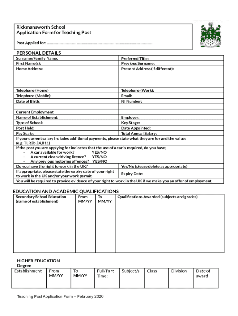 Fillable Online Original Application Form Template - Teaching Fax Email ...