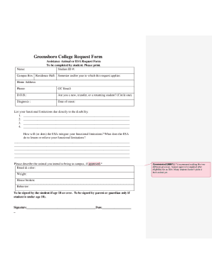 Fillable Online Service & Emotional Support Animal Accommodation ...