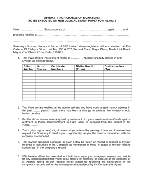 Fillable Online Affidavit for Change of SignatureSRF Fax Email Print ...
