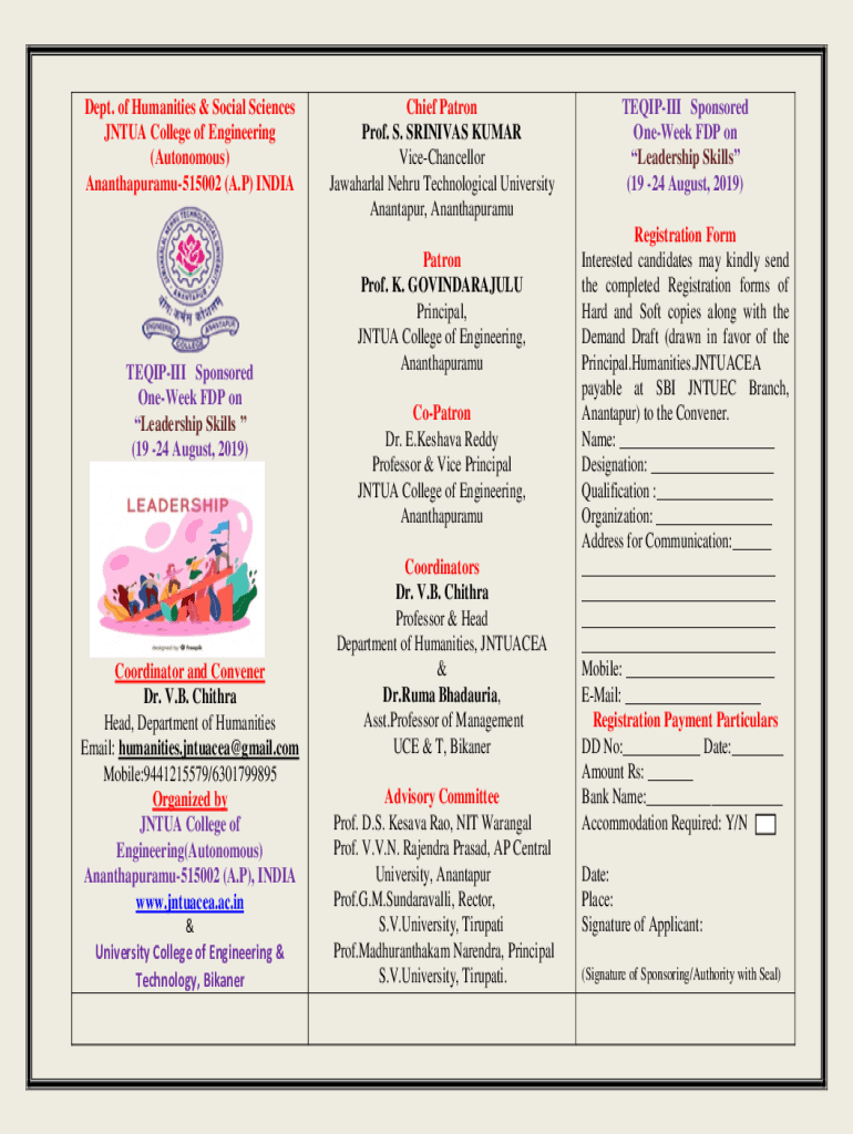 Fillable Online jntuacea ac JNTUA College of Engineering, Anantapur ...