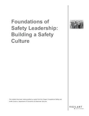 Fillable Online osha oregon Foundations of Safety Leadership: Building ...