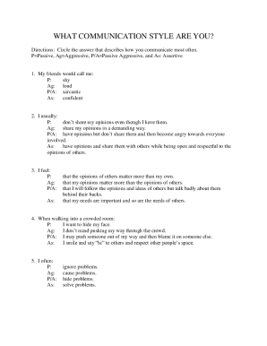Fillable Online Assertive-communication-quiz - WHAT COMMUNICATION STYLE ...