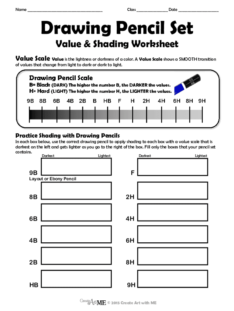 Fillable Online Drawing Pencil Sets Value Shading Worksheet Fax Email ...