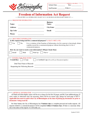 Fillable Online Freedom of Informatin Act Request Form Updated 7-2018 ...