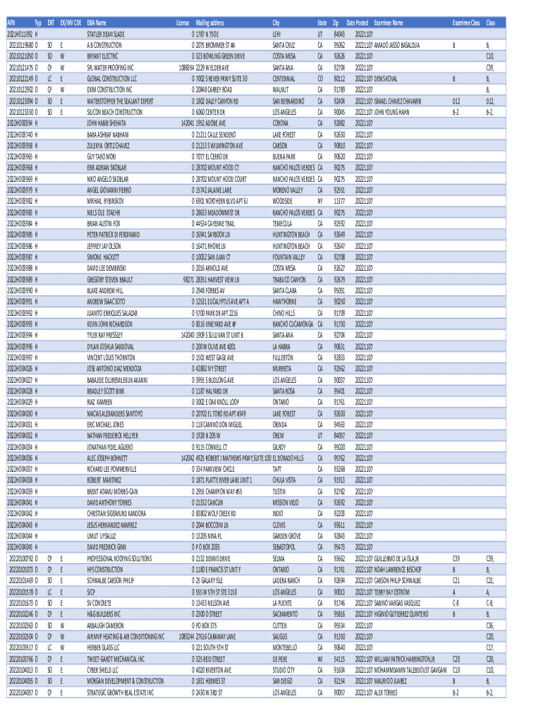 Fillable Online web.cslb.ca.govResourcesCSLBApp Fee Nbr Name Type ...