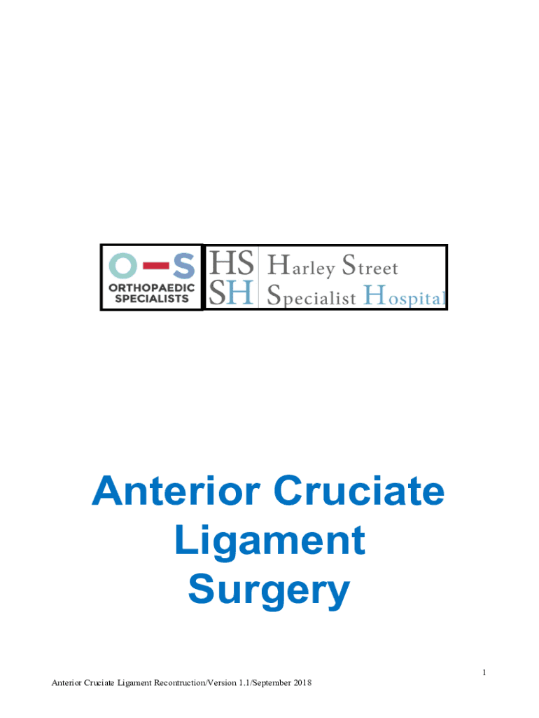 Fillable Online Anterior Cruciate Ligament (ACL) Reconstruction Surgery ...