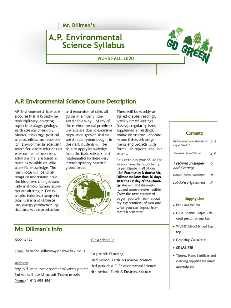 Fillable Online ENVIRONMENTAL SCIENCE Syllabus - MadisonSyllabus ...