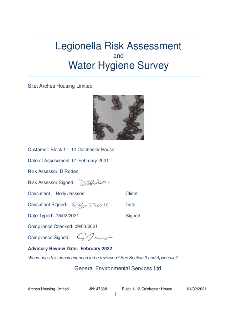 Fillable Online techright.orglegionella-risk-assessmentLegionella Risk ...