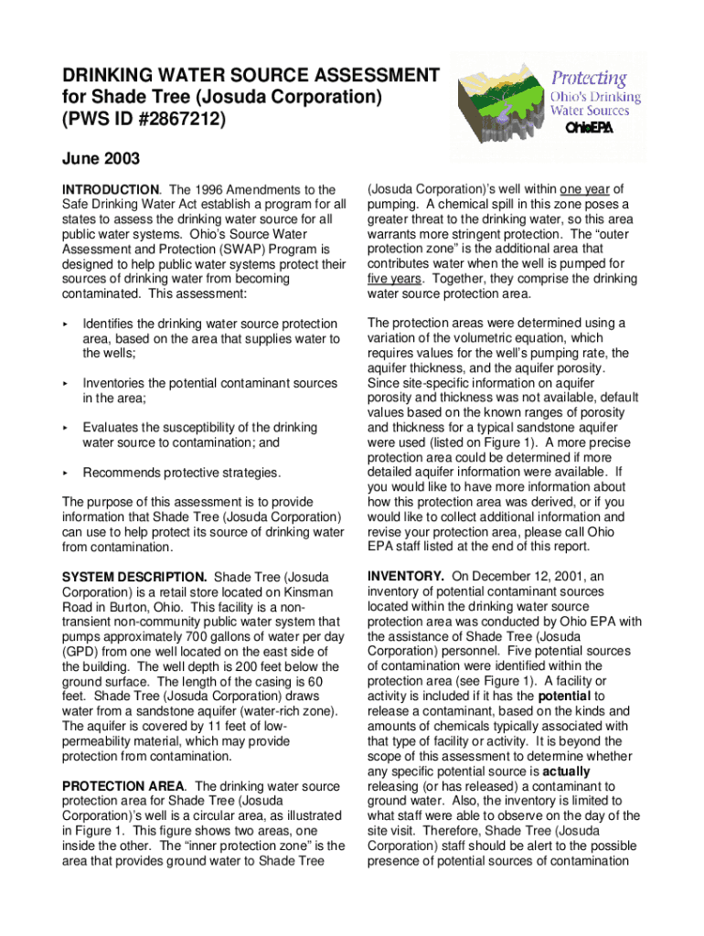 Fillable Online wwwapp epa ohio Source Water AssessmentsUS EPASafe ...