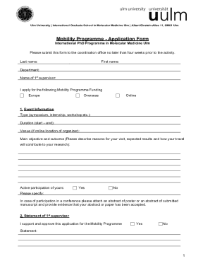 Fillable Online Mobility Programme - Application Form Fax Email Print - pdfFiller
