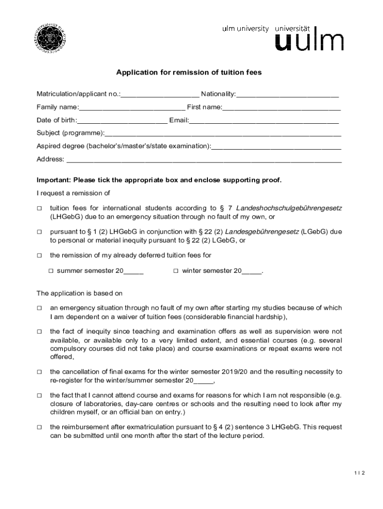 Fillable Online assignmentpoint.comsample-application-feeSample Application of Fee Remission for ...