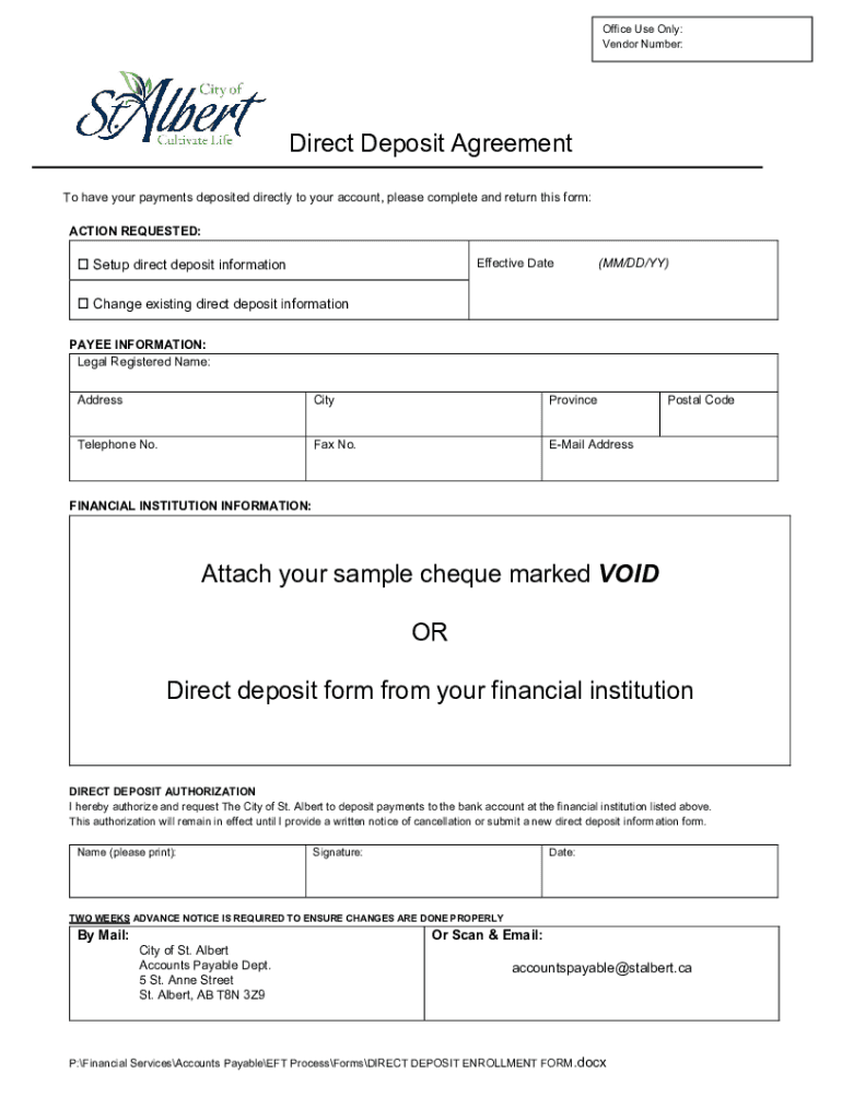 Fillable Online DIRECT DEPOSIT ENROLLMENT FORM Fax Email Print - pdfFiller