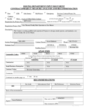 Fillable Online ISSUING DEPARTMENT INPUT DOCUMENT CONTRACT/PROJECT ...