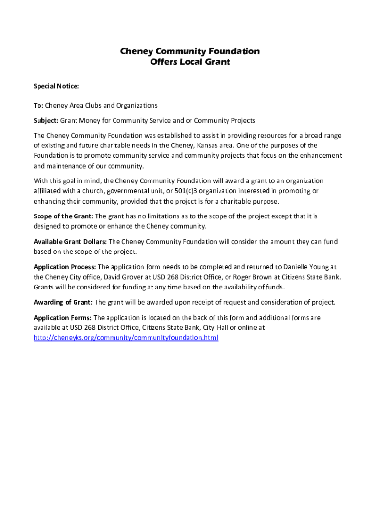Fillable Online Grant Guidelines and Application - Cheney Foundation ...