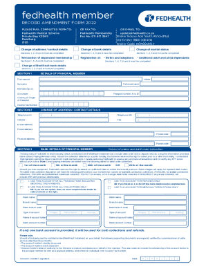 Fillable Online Fedhealth Member Record Amendment2022 - Fillable Form ...