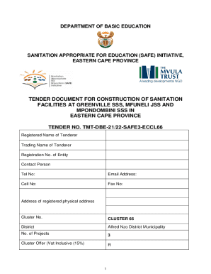 Fillable Online themvulatrust org TENDER DOCUMENT FOR CONSTRUCTION OF ...