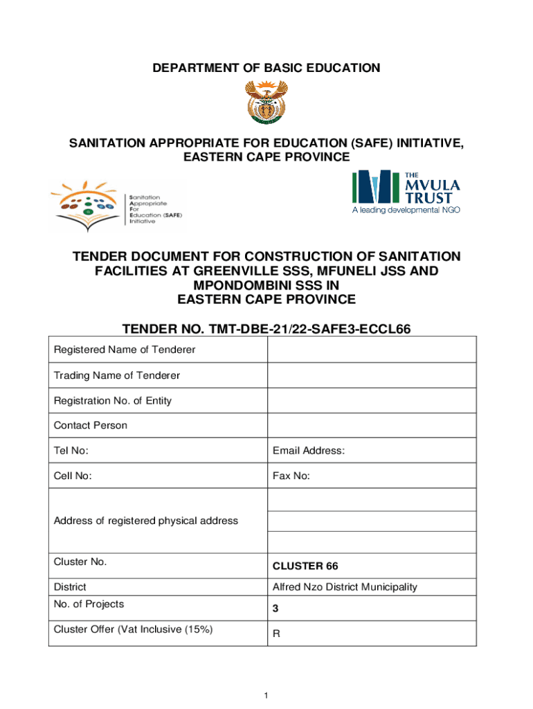 Fillable Online themvulatrust org TENDER DOCUMENT FOR CONSTRUCTION OF ...