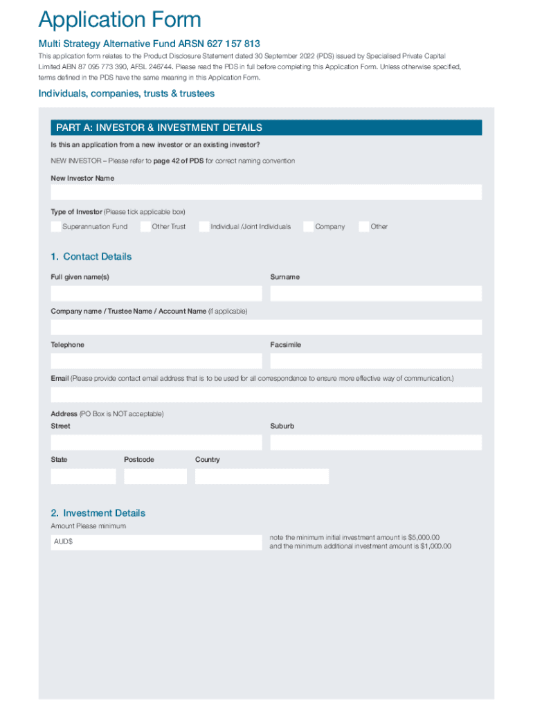 Fillable Online australianfiduciaries.comdocumentsGSRI-MSF-APPMulti ...