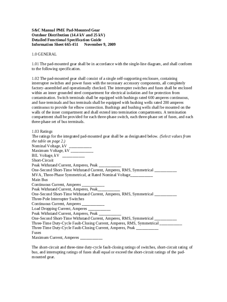 Ination Sheet 665-451. S&C Manual PME Pad-Mounted Gear Doc Template ...