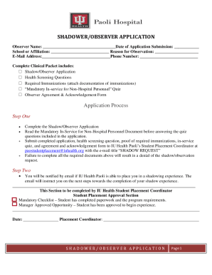 Fillable Online education/shadow-observer-experienceAllegheny Health ...