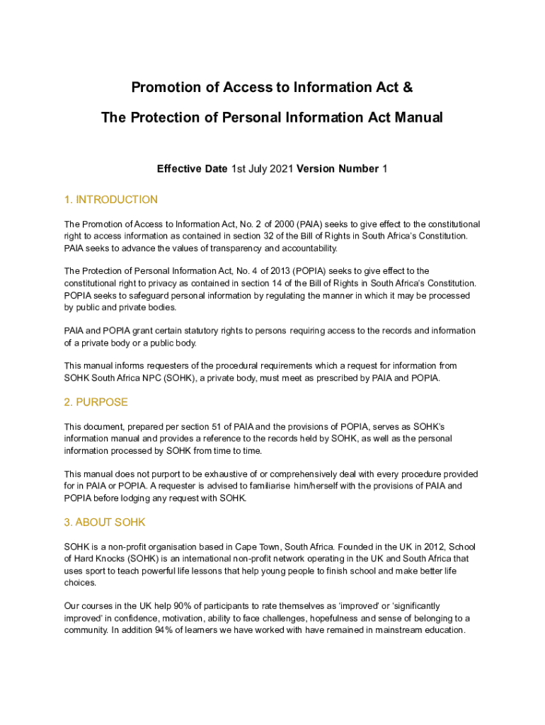 Fillable Online Promotion of Access to Information Act (PAIA ...