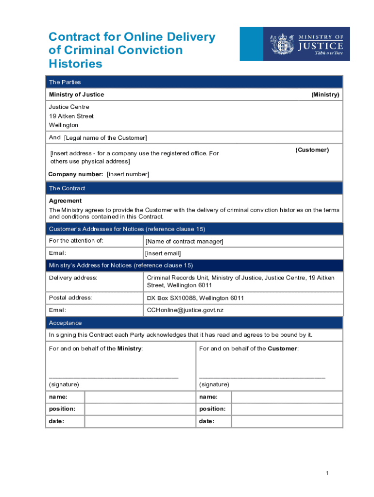Fillable Online CJMContract for Online Delivery of ... - Ministry of ...