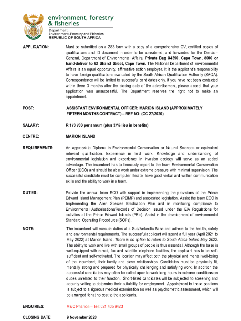 Fillable Online dpe.gov.zaz83-application-formZ83 Application Form ...