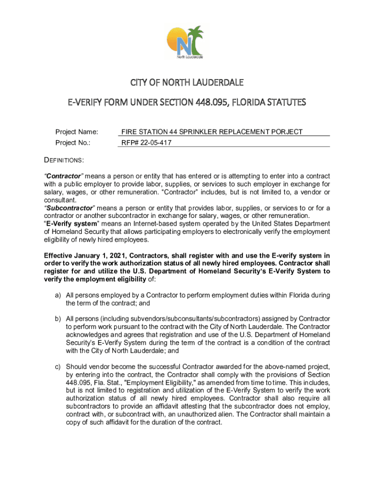 Fillable Online cms7files1.revize.comnorthlauderdaleEVERIFYCITY OF NORTH LAUDERDALE E-VERIFY ...