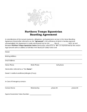 Fillable Online Free Horse Boarding Contract Template - Get 2022 SampleHORSE BOARDING AGREEMENT ...