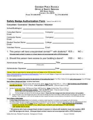 Fillable Online Security Badge Authorization Form (revised 07292022 ...