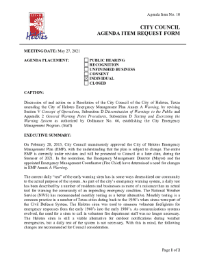 Fillable Online AGENDA PLACEMENT: Fax Email Print - pdfFiller