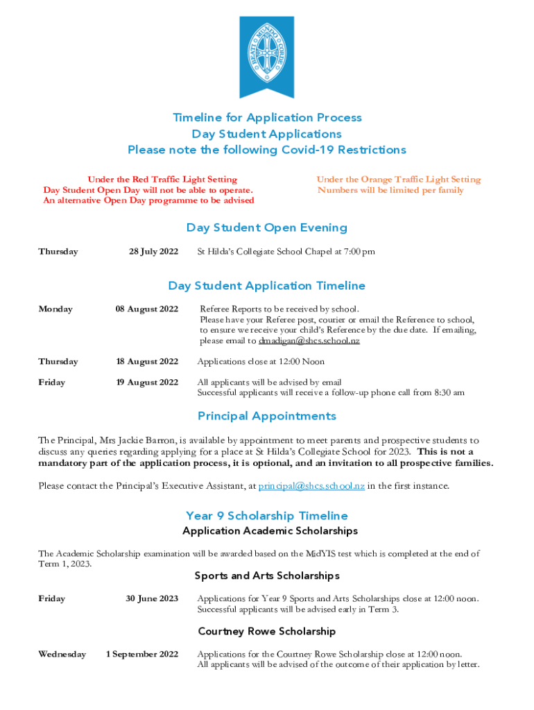 Fillable Online shcs.school.nzfilesst-hildas-application-packTimeline ...