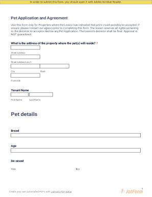 Fillable Online Pet Application and Agreement - Squarespace Fax Email ...