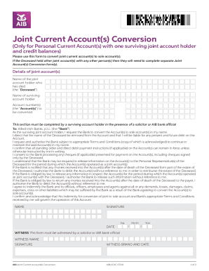 Fillable Online Joint Current Account(s) Conversion. Please use this ...
