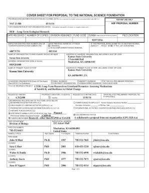 Fillable Online Get COVER SHEET FOR PROPOSAL TO THE NATIONAL SCIENCE ...