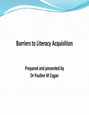 Fillable Online Barriers to Literacy Acquisition - Sligo Education ...