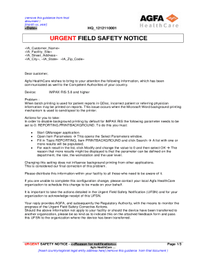 Fillable Online Urgent Safety Notice template Fax Email Print - pdfFiller