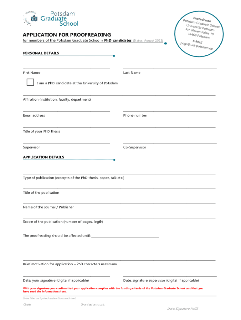 Fillable Online Application for Proofreading Fax Email Print - pdfFiller