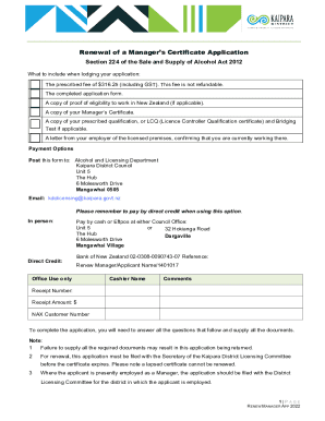 Fillable Online Renewal of Manager's Certificate Application Form Fax ...