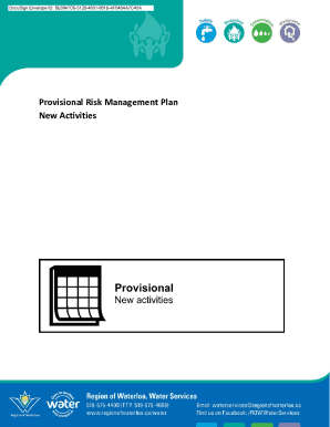 Fillable Online Risk Management Plan template for provisional ...
