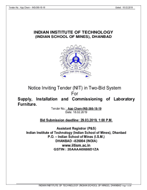 Fillable Online Notice Inviting Tender (NIT) in Two-Bid System For Fax Email Print - pdfFiller