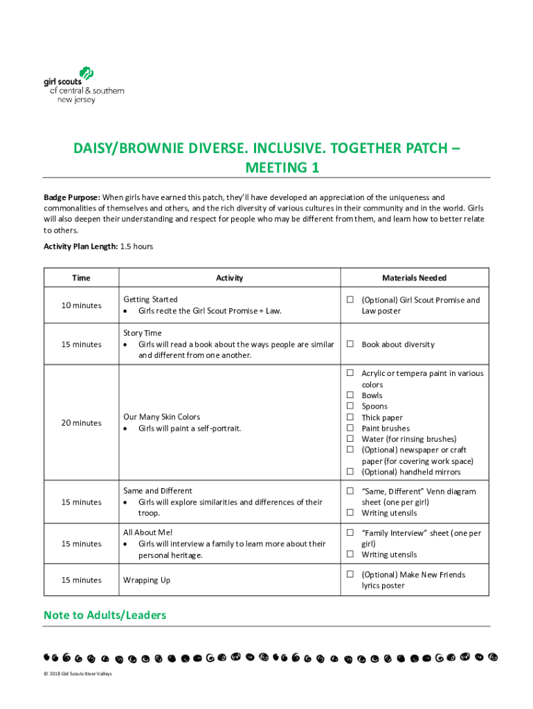 Fillable Online Managing A Multilevel Daisy Brownie Troop - Scout ...