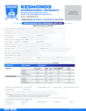 Fillable Online Application form KIU copy Fax Email Print - pdfFiller